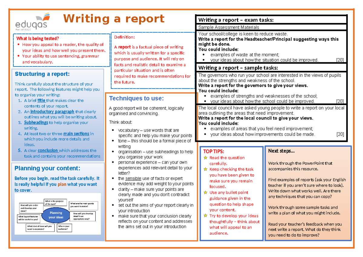 14 writing revision template report - Writing a report Techniques to ...