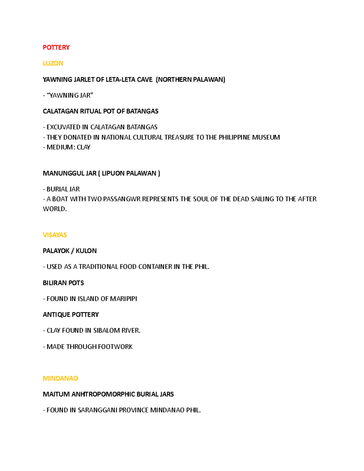 Pottery - POTTERY LUZON YAWNING JARLET OF LETA-LETA CAVE (NORTHERN ...