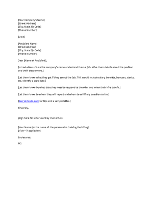 Offer Appointment Letter Format for CEO - Sample Format for Offer ...