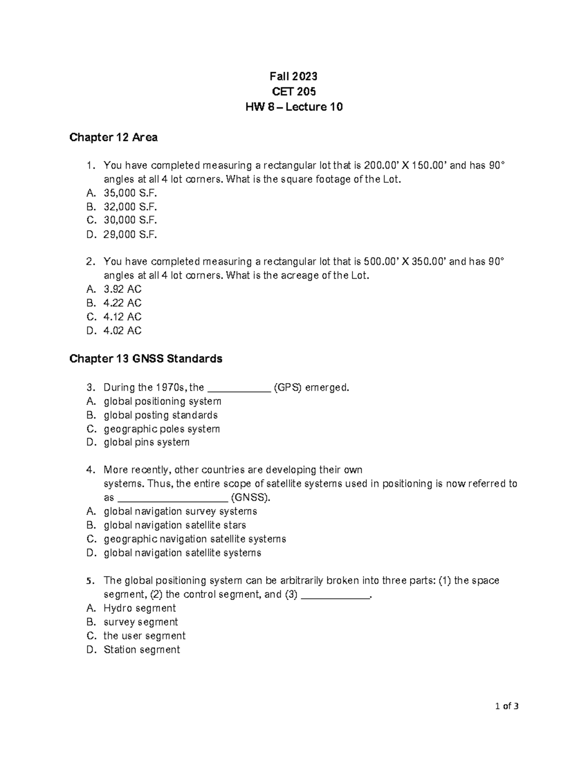 HW 8 - CET 205 Lecture 10 - Civil and Infrastructure Engineering - 1 of ...