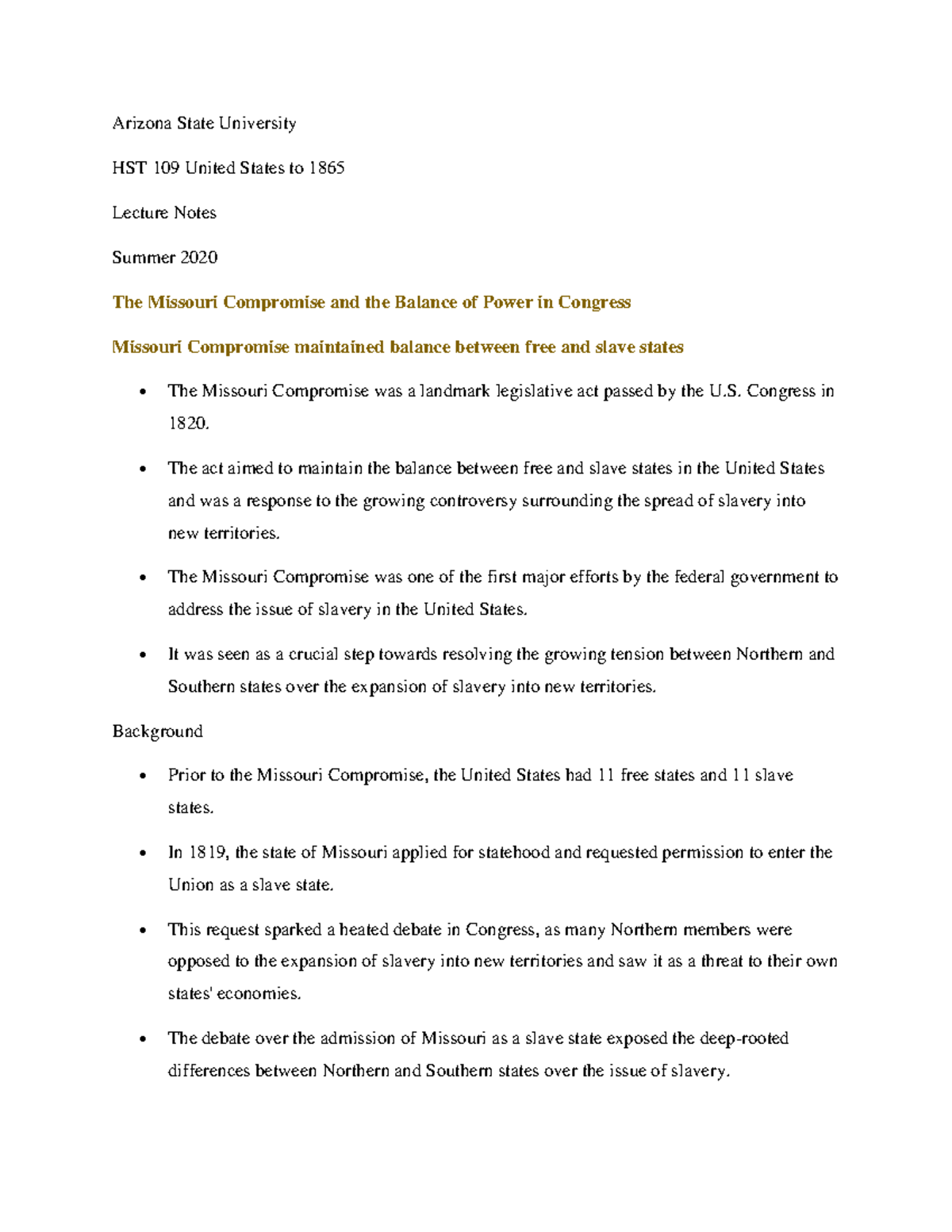 HST 109 Lecture Notes 23 - Arizona State University HST 109 United ...