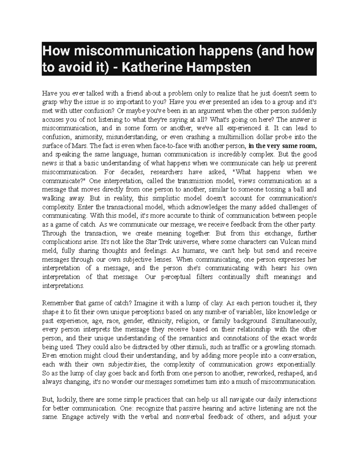 How miscommunication happens - It can lead to confusion, animosity ...