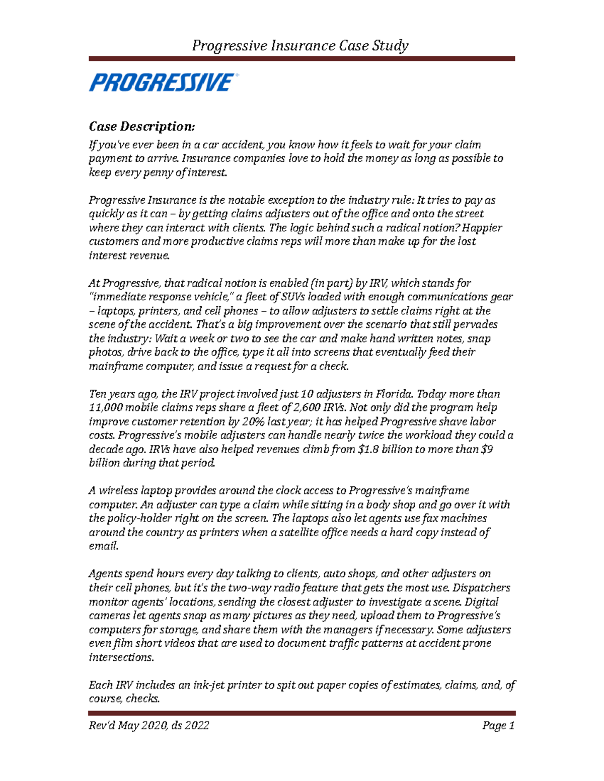 Progressive+case+study+v2022 MISM 2301 Management of Information System ...