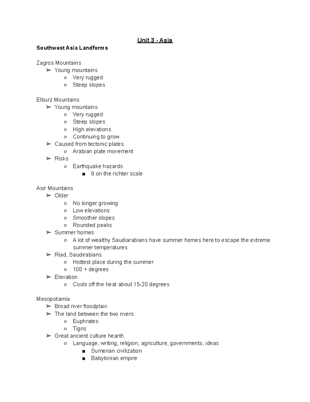 GEO - Unit 3 - Brian Cooper - Unit 3 - Asia Southwest Asia Landforms ...