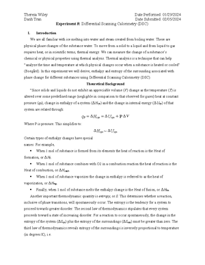 Exp 6 lab report pchem 1 - Intrinsic Viscosity - Danh Tran Date ...