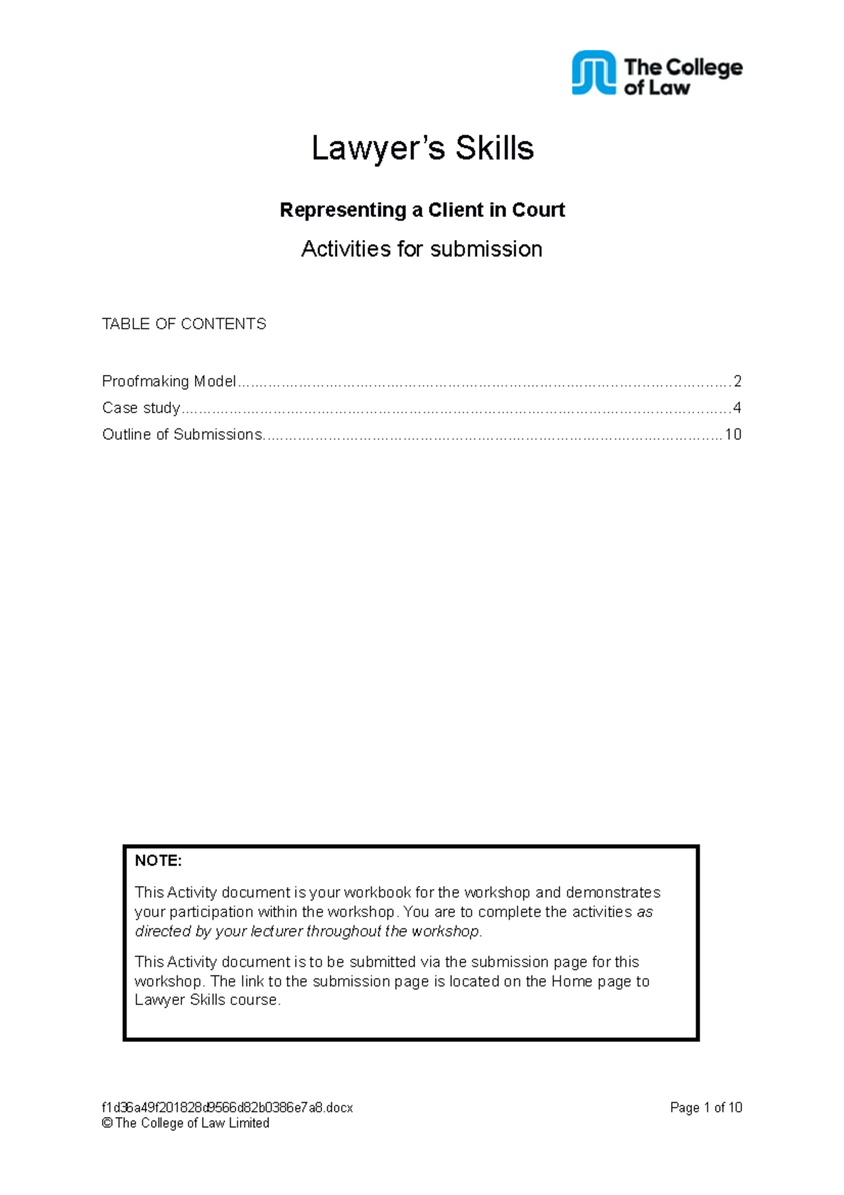 Online LS Advocacy Workshop Activity 2021 01 19 - Lawyer’s Skills ...