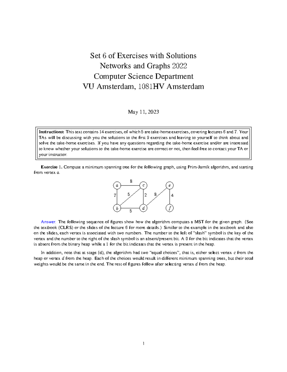 Exercises 6 with Solutions - Set 6 of Exercises with Solutions Networks ...
