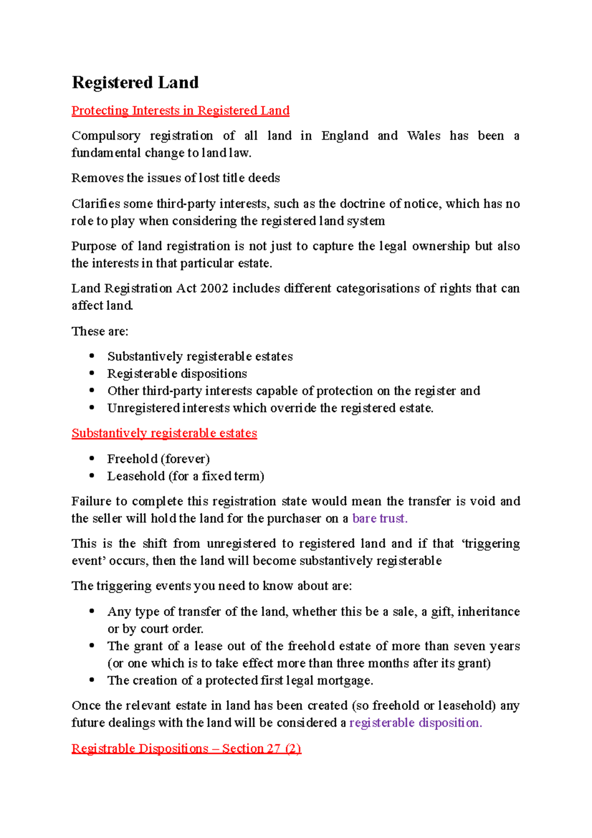 Registered land - landlaw - Registered Land Protecting Interests in ...