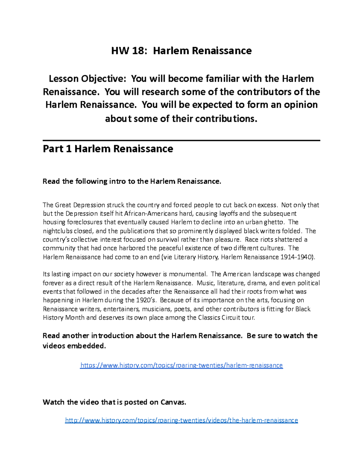Copy of HW 18 Harlem Renaissance.docx - Google Docs - HW 18: Harlem ...