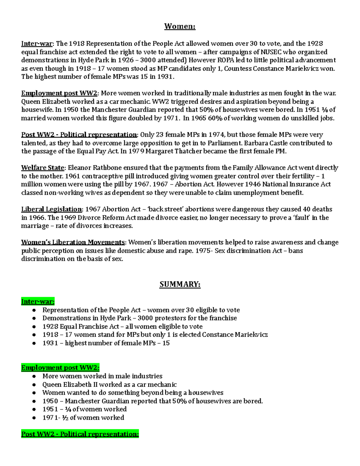 Women. Britain - Women: Inter-war: The 1918 Representation of the ...