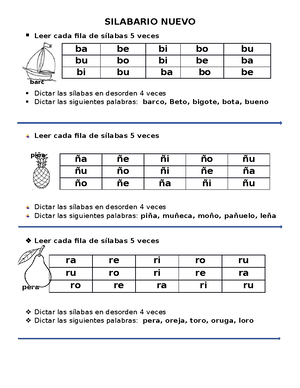Silabario Nuevo rr, g, h ch - SILABARIO Leer cada fila de sílabas 5 ...