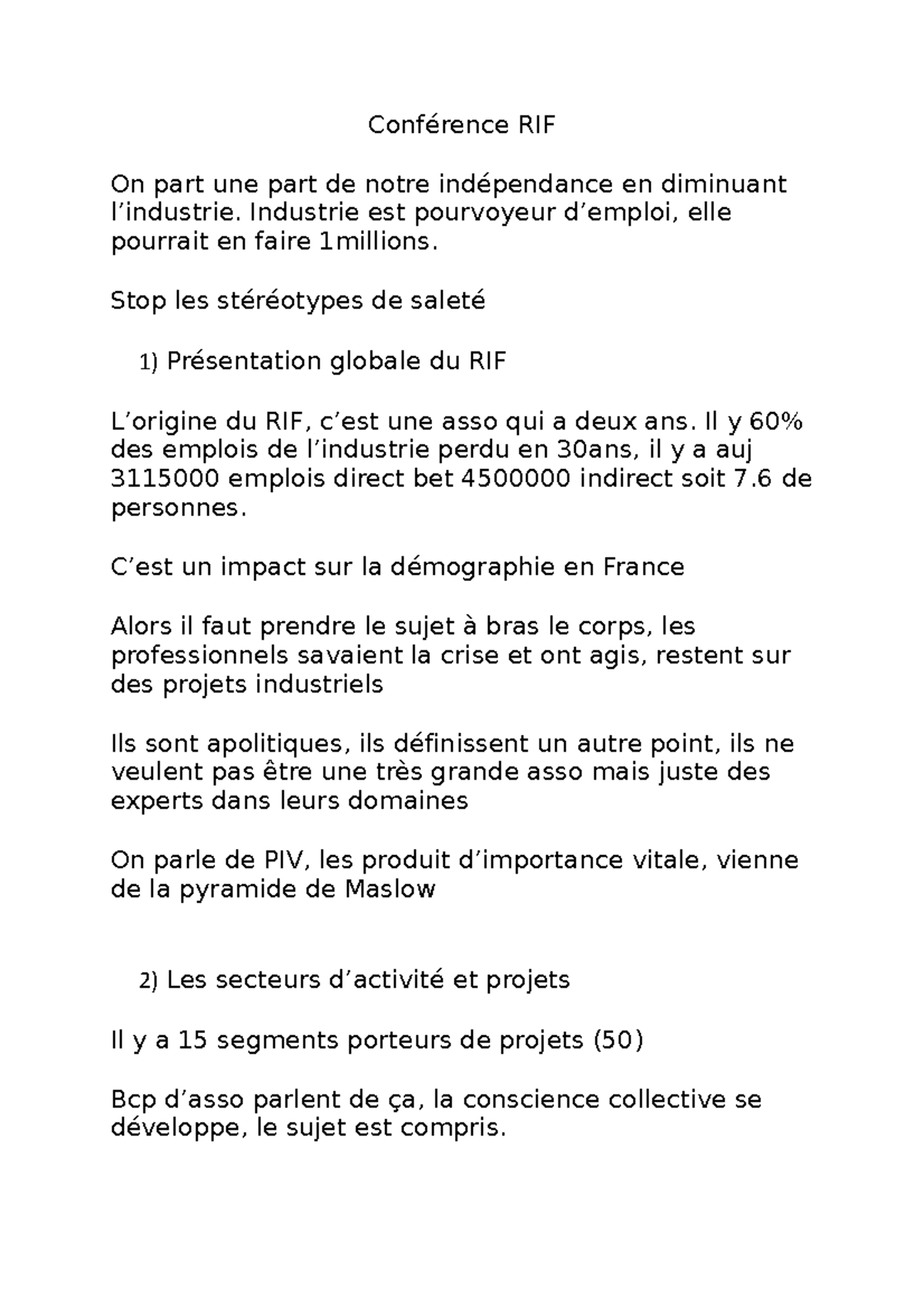 Conférence RIF - Conférence RIF On part une part de notre indépendance ...