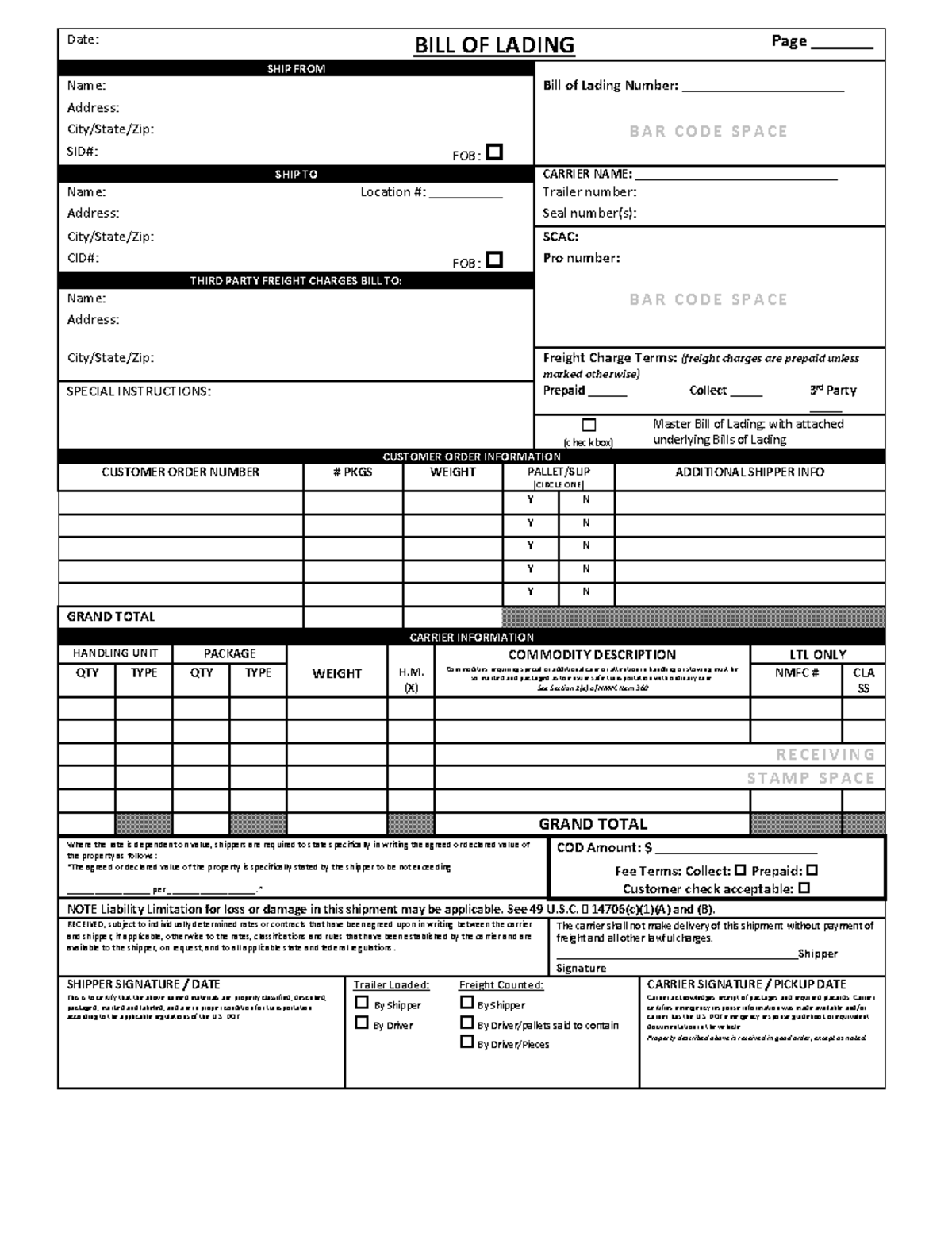 Conocimiento de embarque bl - ####### Date: BILL OF LADING Page ...