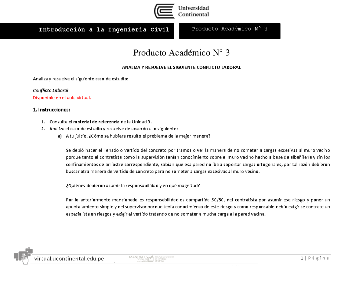 Producto académico N3 [Entregable] (1) introduccion a la ing civil - 1 | P · g i n a ...
