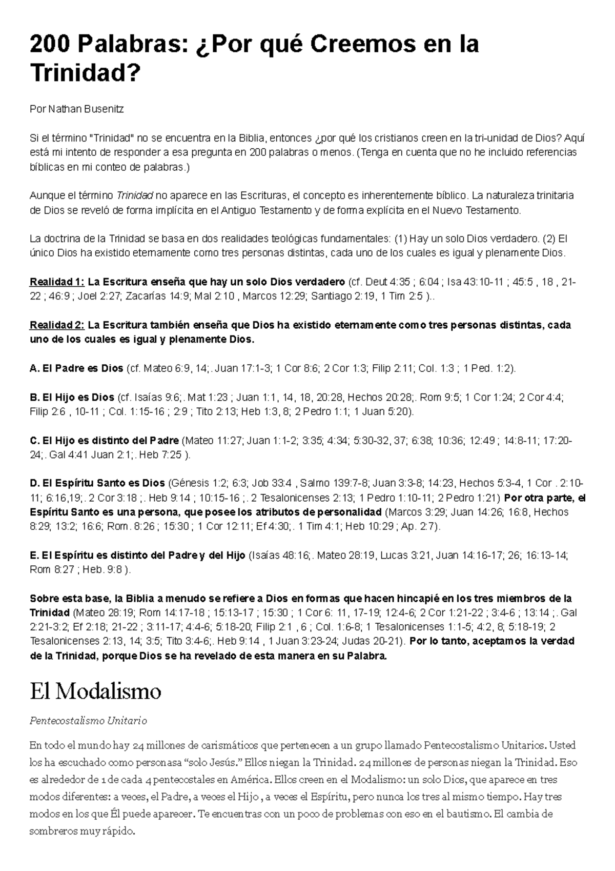 El Modalismo - Excelelnte material - 200 Palabras: ¿Por qué Creemos en ...