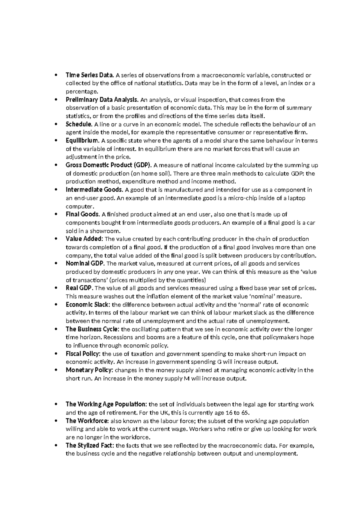Key words - Summary Intl Economics & Globalization - Time Series Data ...