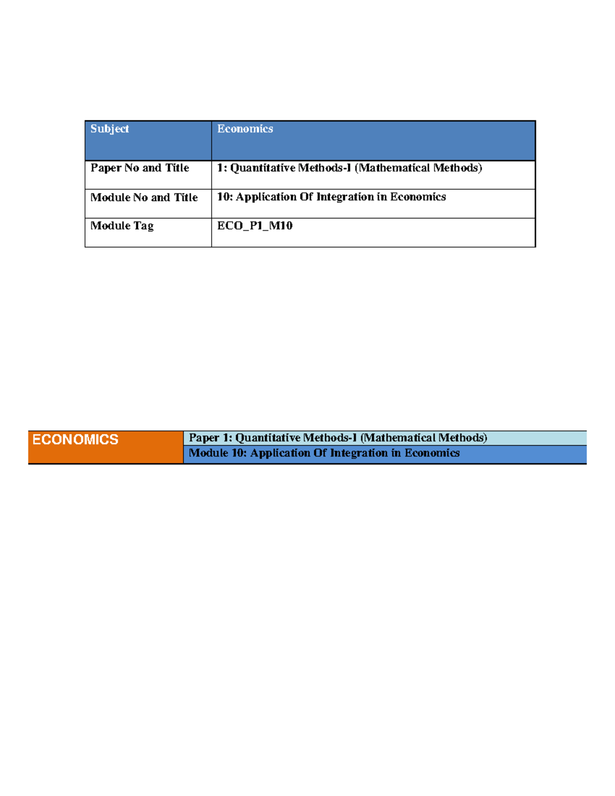 Application Of Integration in Economics - Economics - Mathematical ...