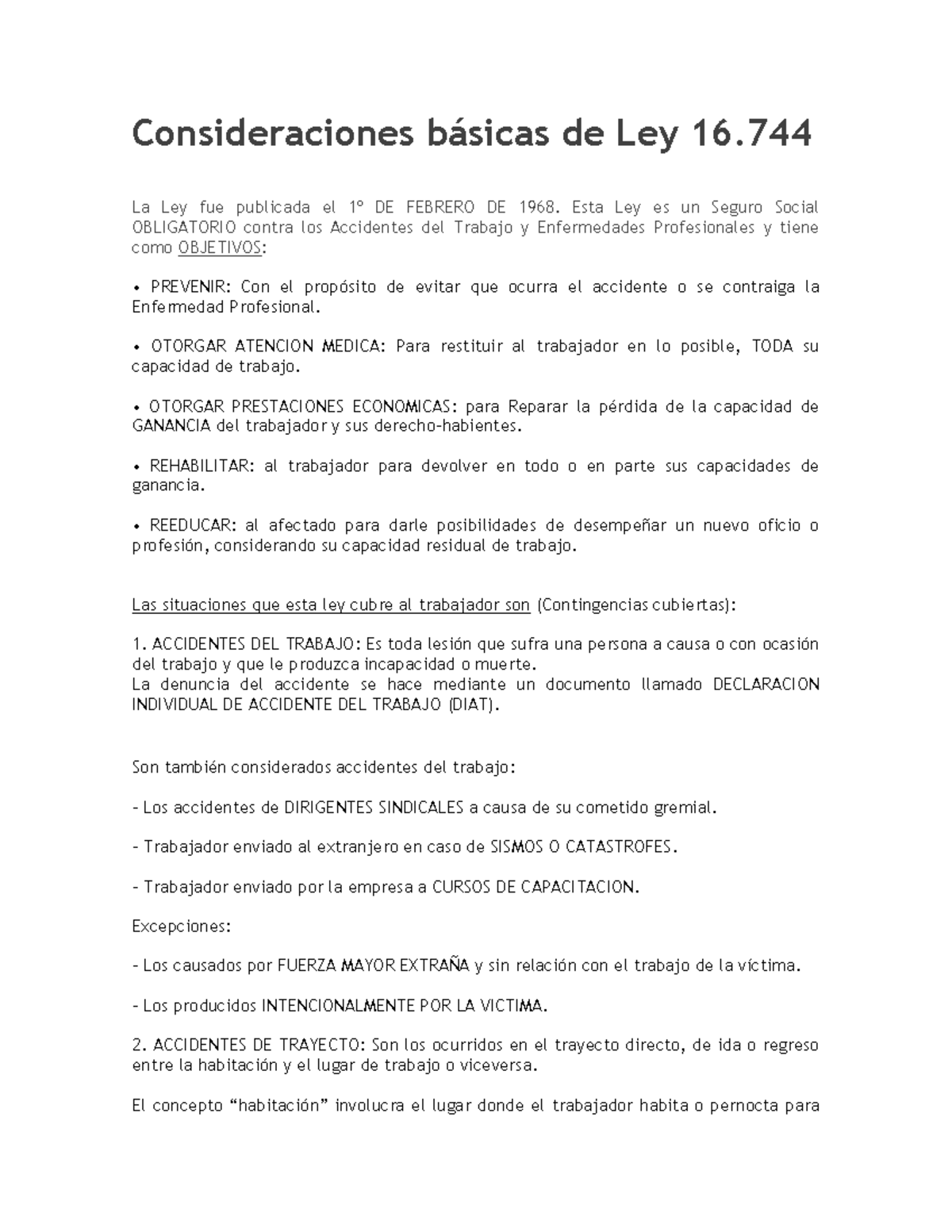 Consideraciones básicas de Ley 16 - La Ley fue publicada el 1º DE ...