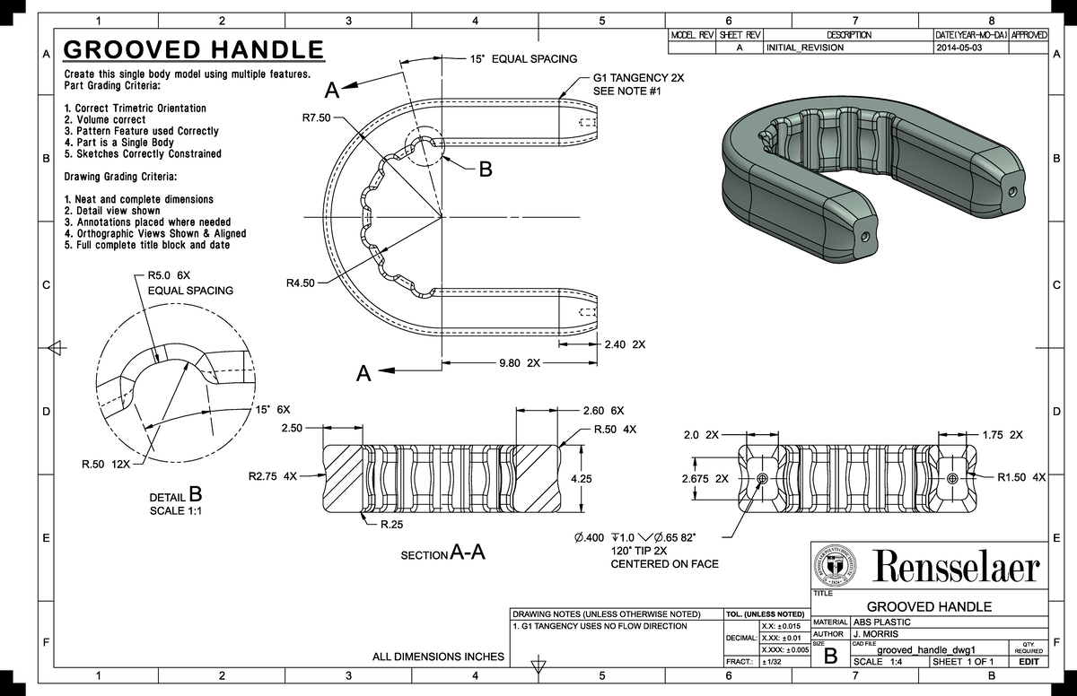 Grooved handle - Spring Semester '23 CAD Worksheets - ENGR 1200 - Studocu