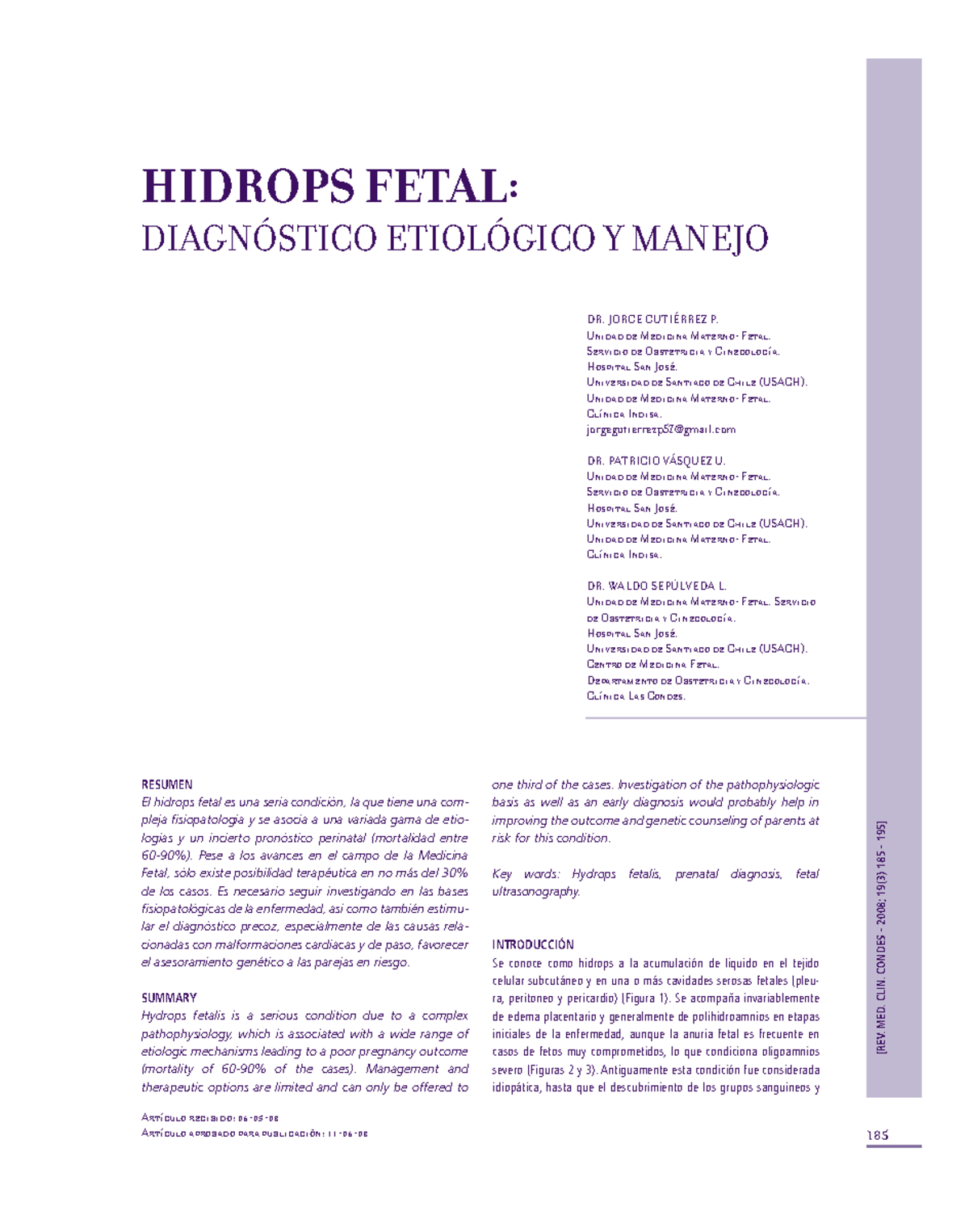 Hidrops fetal - DIAGNÓSTICO ETIOLÓGICO Y MANEJO - HIDROPS FETAL ...