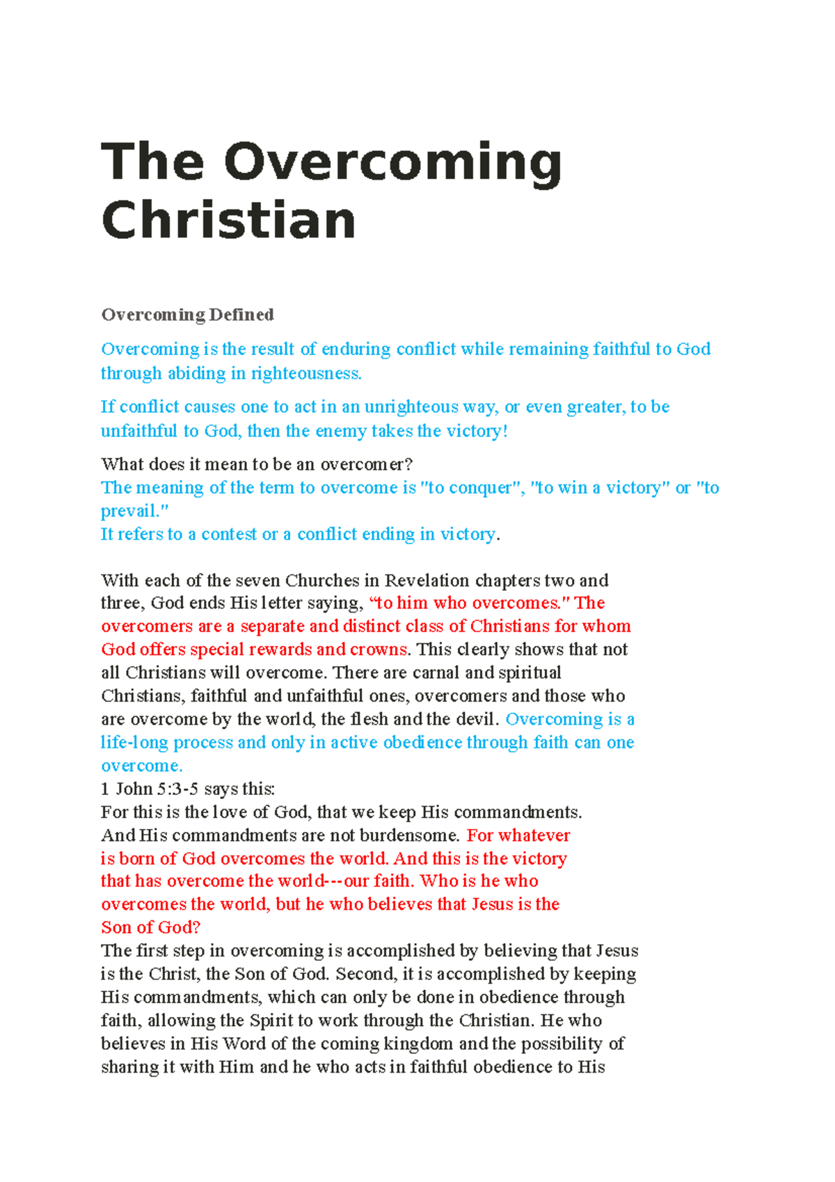The Overcoming Christian - The Overcoming Christian Overcoming Defined ...