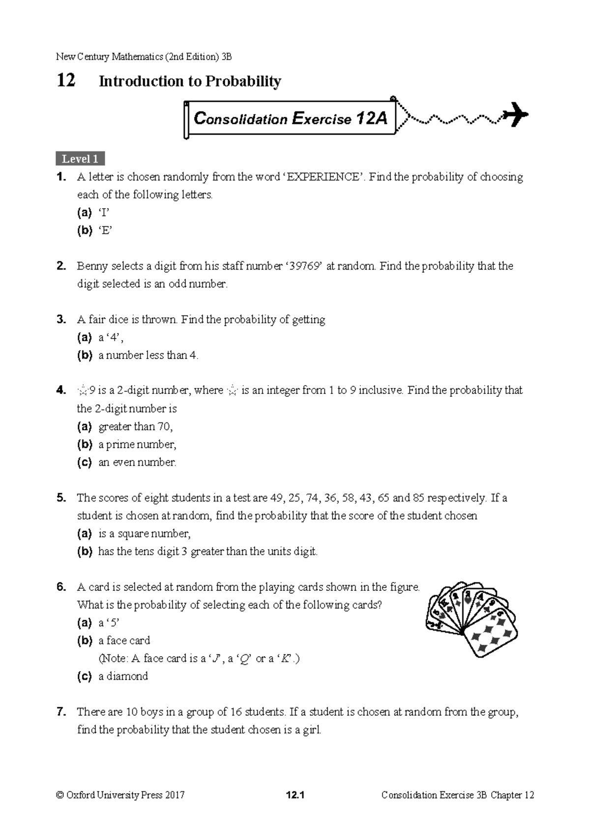 Consolidation Exercise 3B12 - New Century Mathematics (2nd Edition) 3B ...