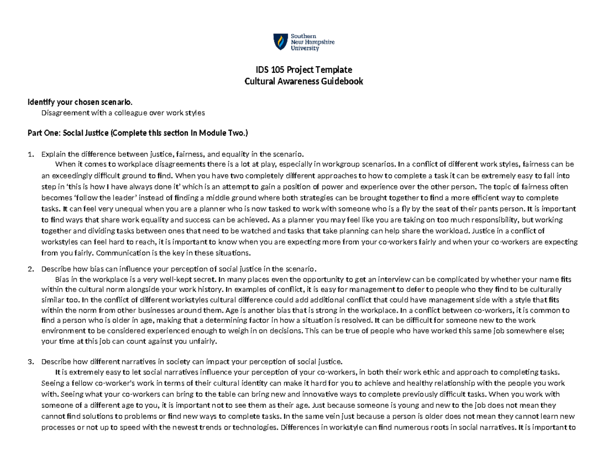 IDS 105 Project 3 - IDS 105 Project Template Cultural Awareness ...