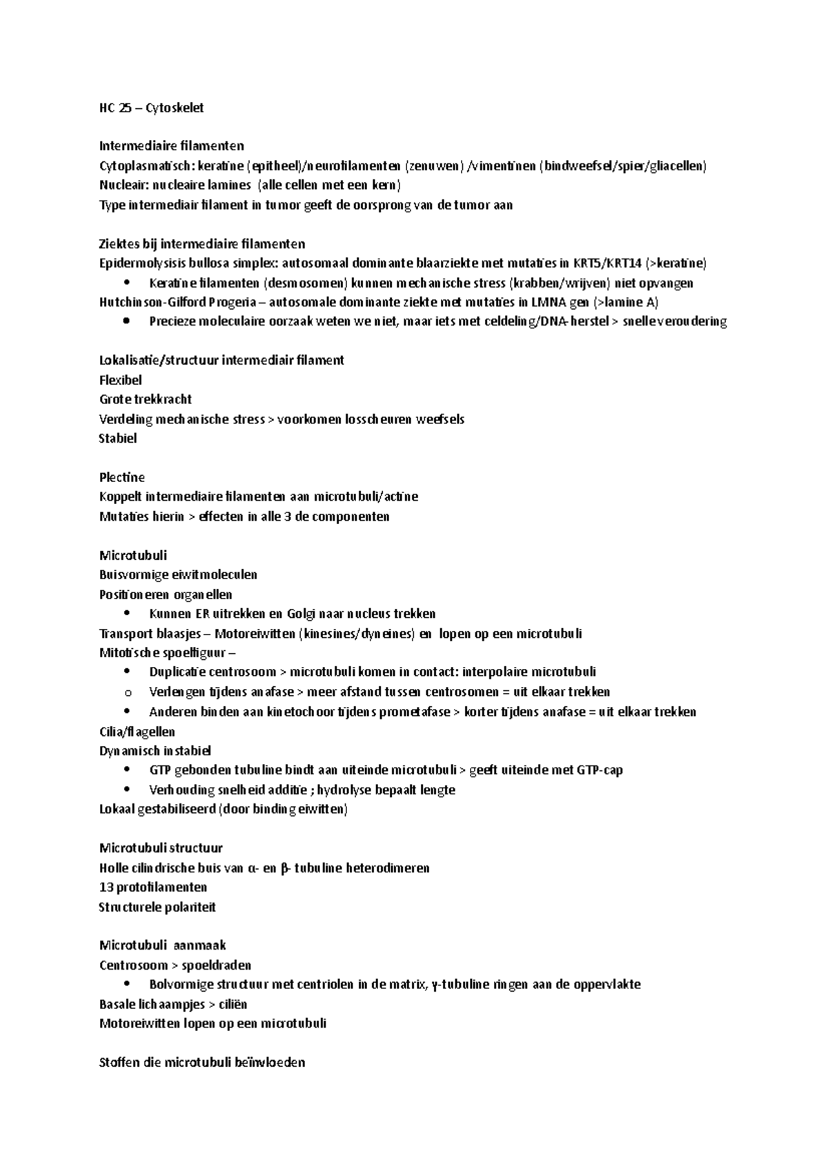 HC 25 - HC 25 - HC 25 – Cytoskelet Intermediaire filamenten ...