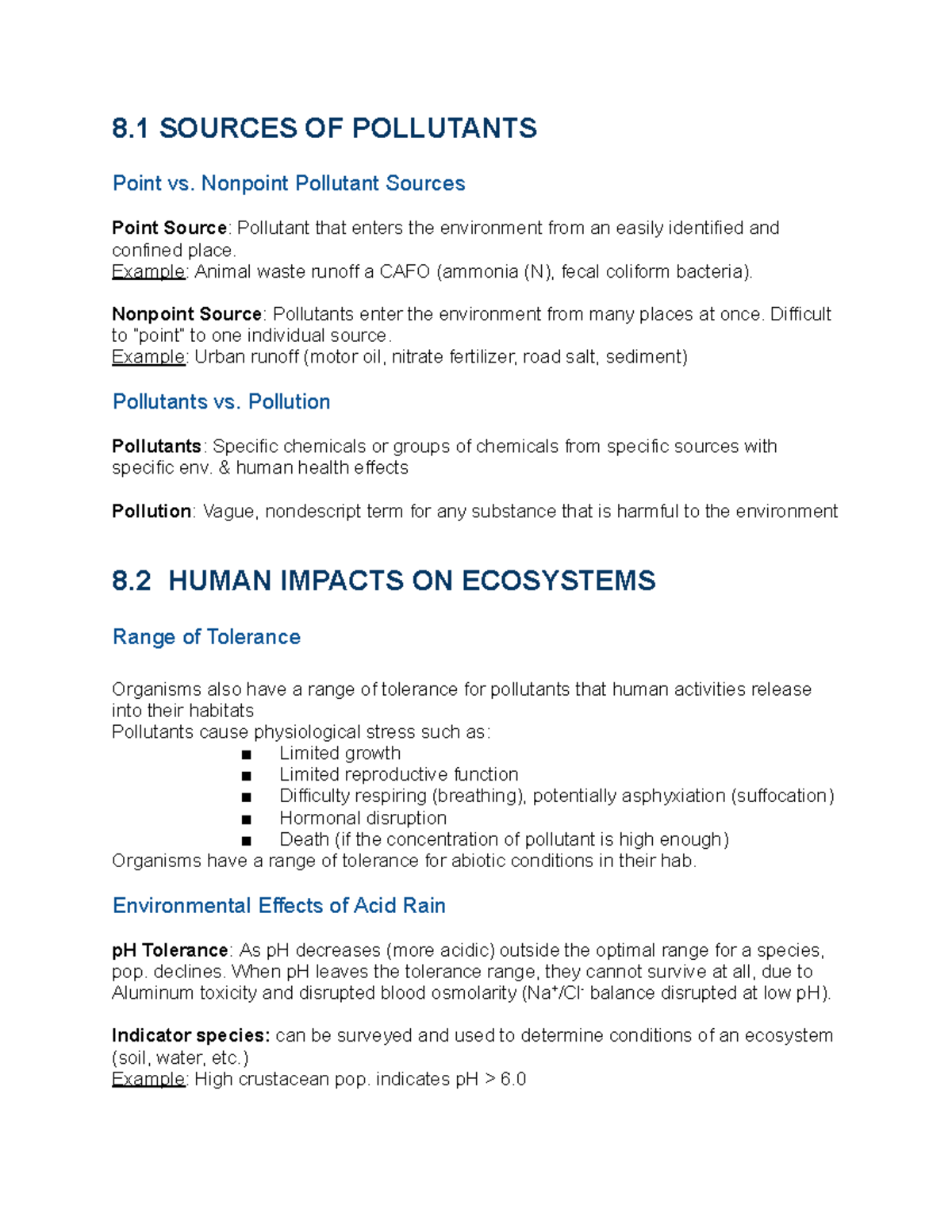 Unit 8 - Information about the first two subtopics in unit 8. Keynotes ...