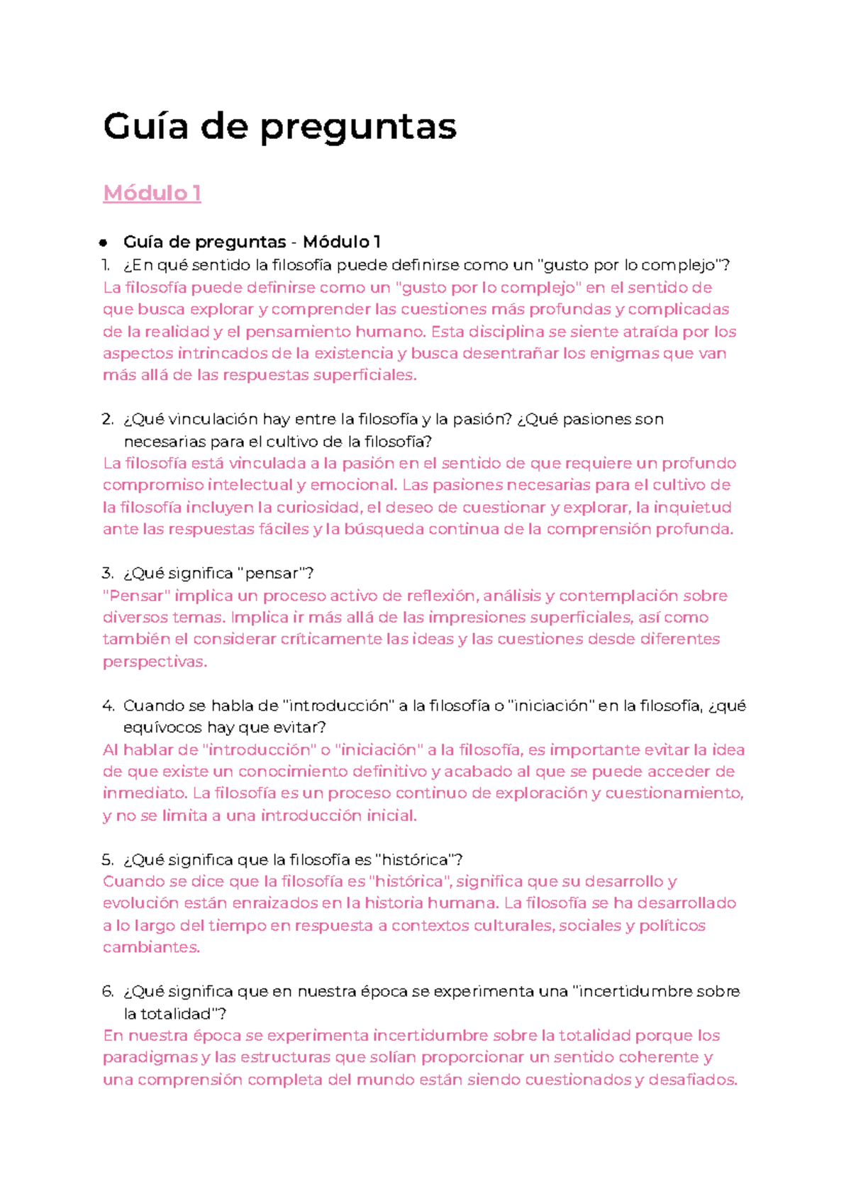 Guía de Preguntas y Modelos de Exámenes - Filosofía - UNLAM - Ingreso 2023 - Guía de preguntas ...