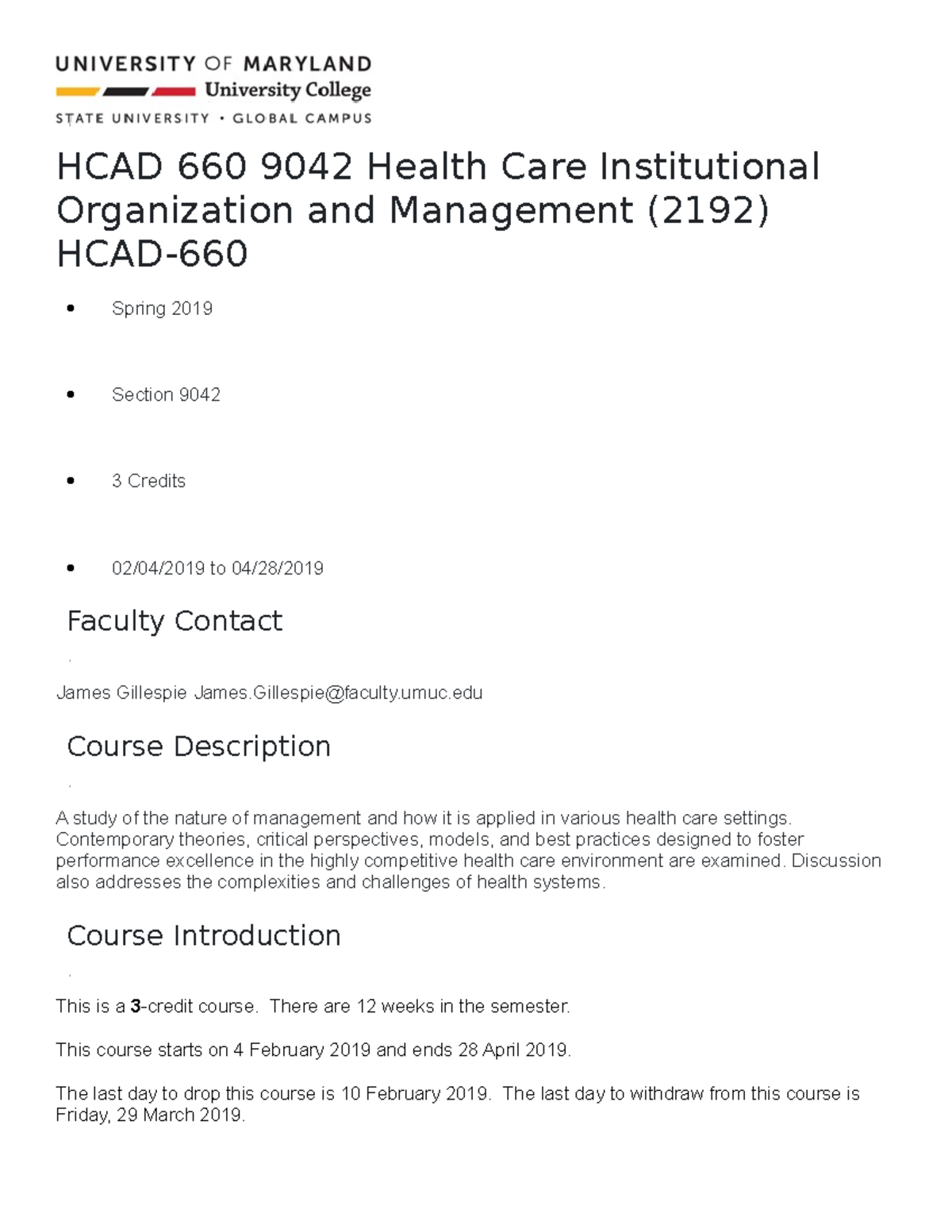 Clickable HCAD 660 9042 Health Care Institutional Organization and ...