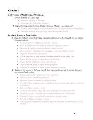 A&P Exam 1 Study Guide - Exam #1 Study Guide Chapter One: -Anatomy- the ...