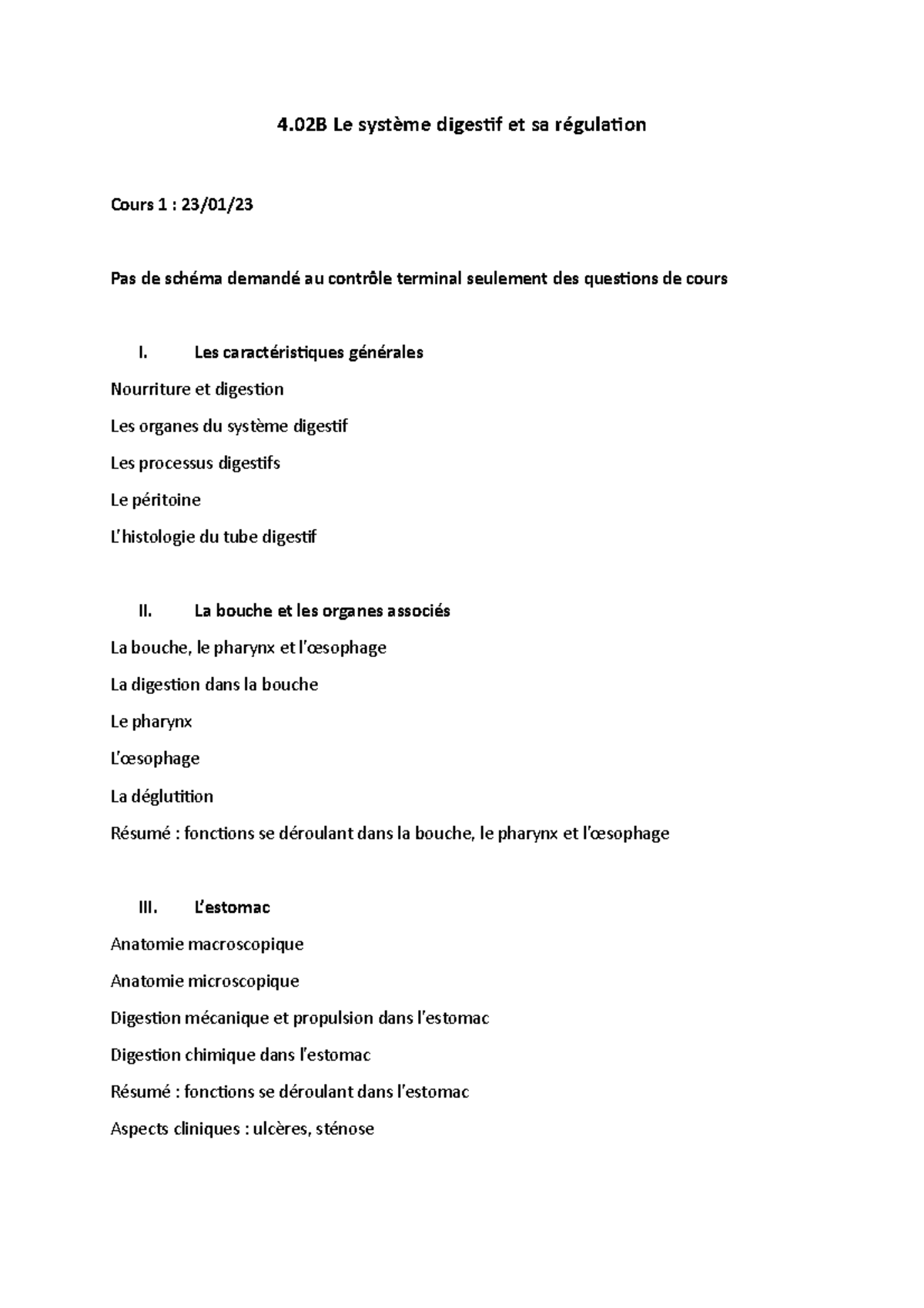 Le système digestif - Cours - 4 Le système digestif et sa régulation ...