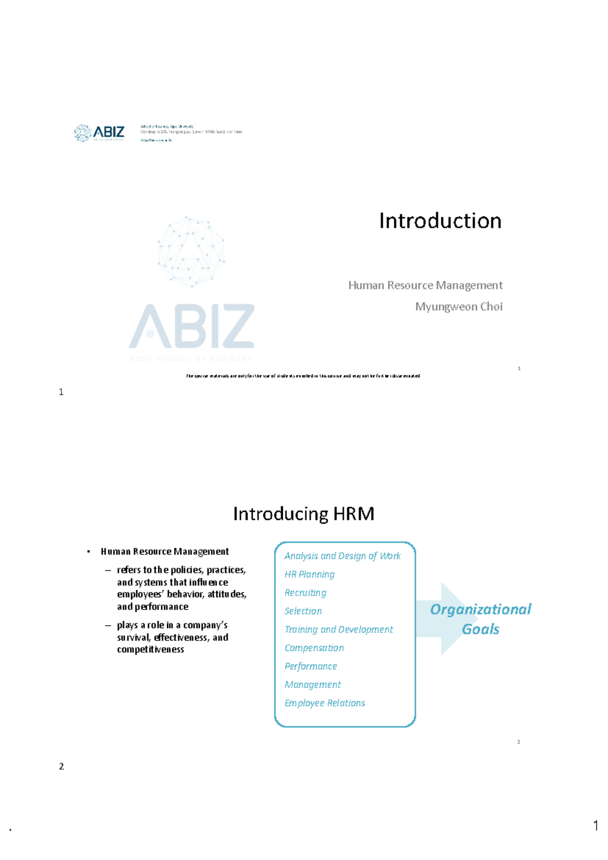 01.Intro to HRM - note this one. - Introduction Human Resource ...