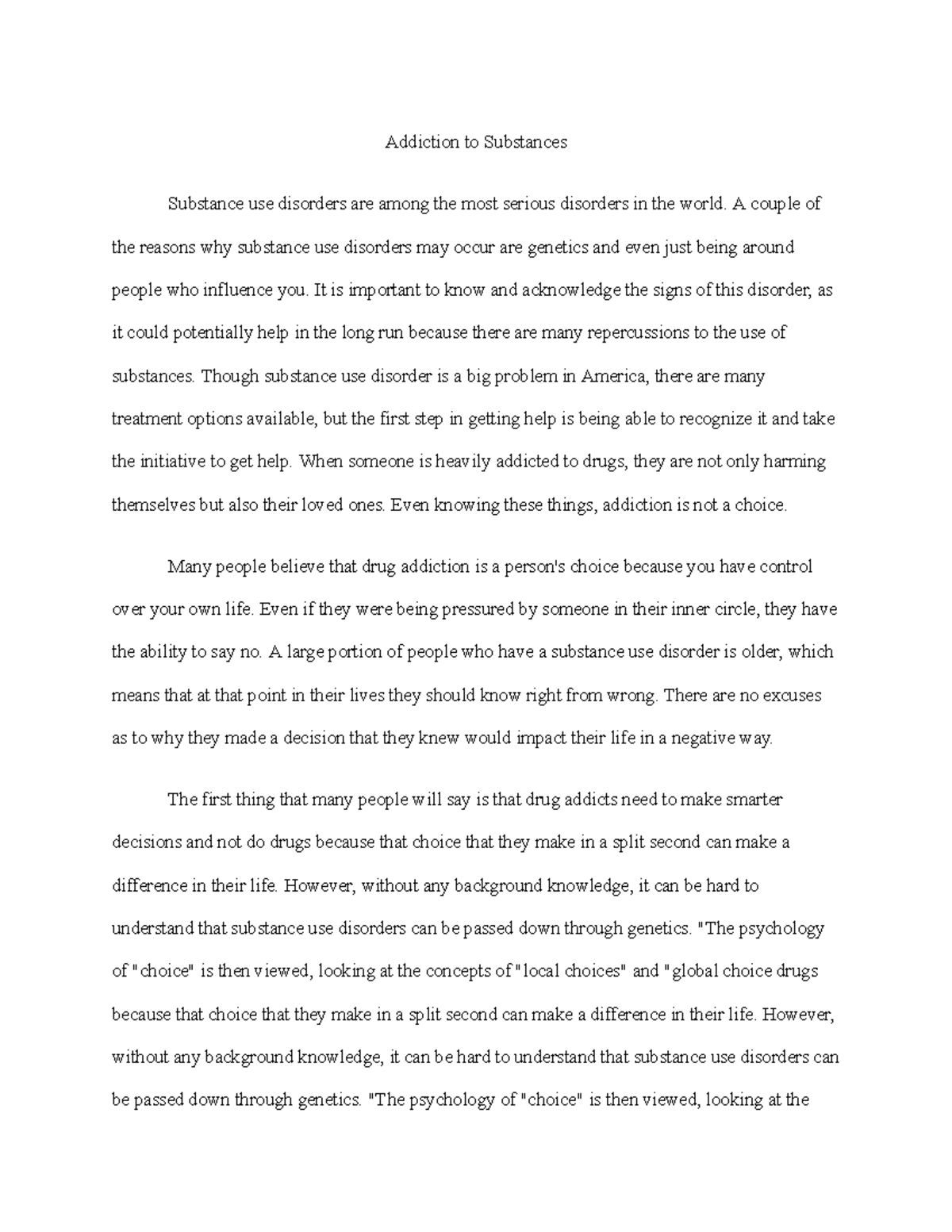 Copy of Final Final draft - The truth about drug addiction - Addiction ...