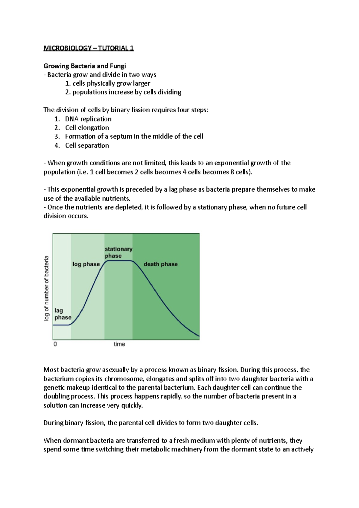 Microbiology Tutorial 1 Questions - MICROBIOLOGY TUTORIAL 1 Growing ...