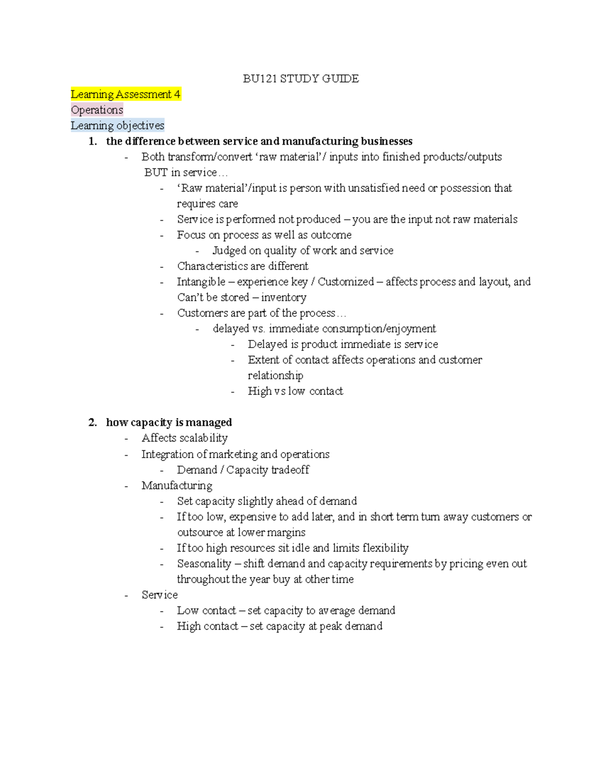 introduction to business notes - BU121 STUDY GUIDE Learning Assessment ...