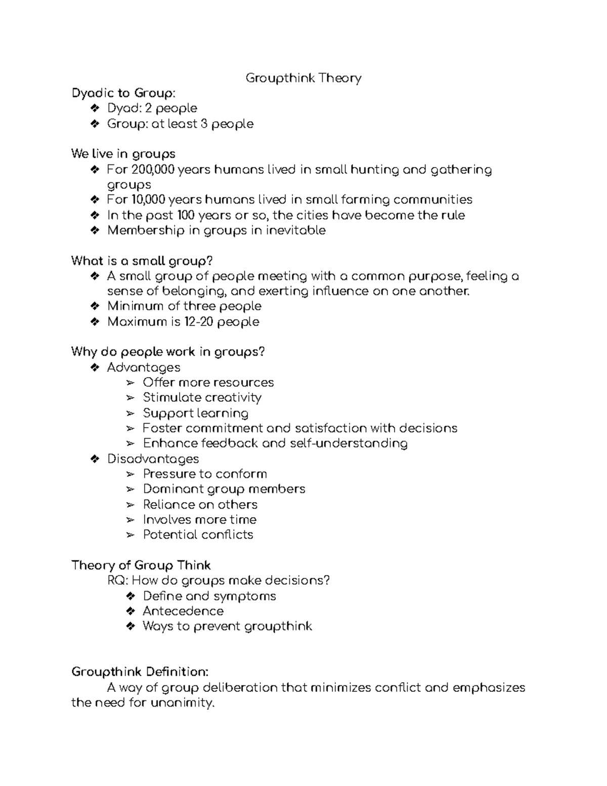 Groupthink Theory - Dr. Long - Groupthink Theory Dyadic to Group : Dyad ...