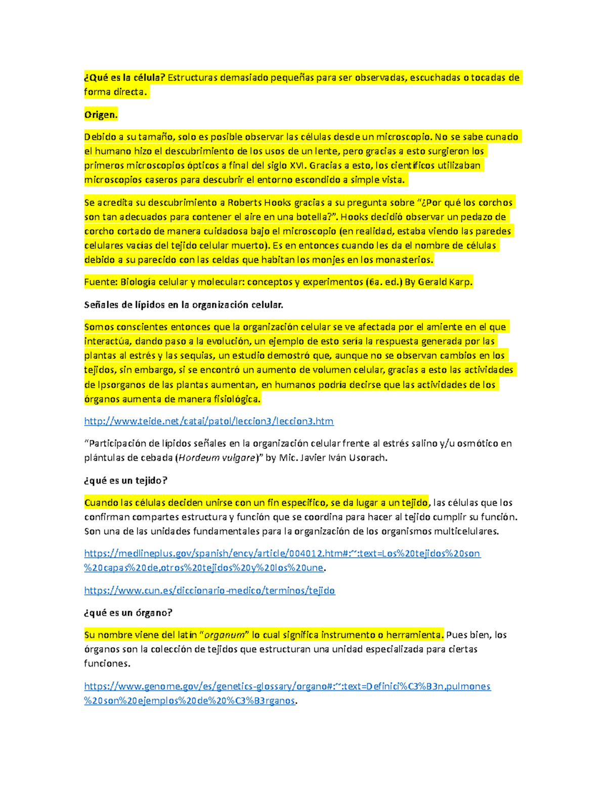 Organización celular - Bioca (apuntes) - ¿Qué es la célula? Estructuras ...