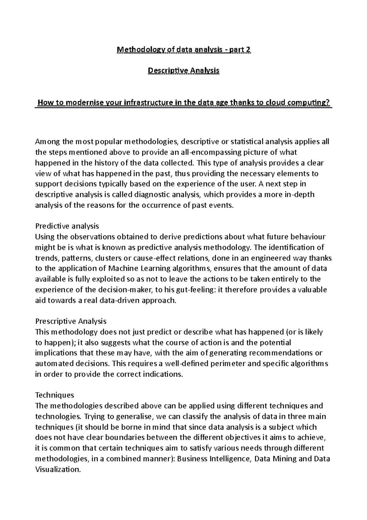 Data analysis - Methodology of data analysis - part 2 - Methodology of ...