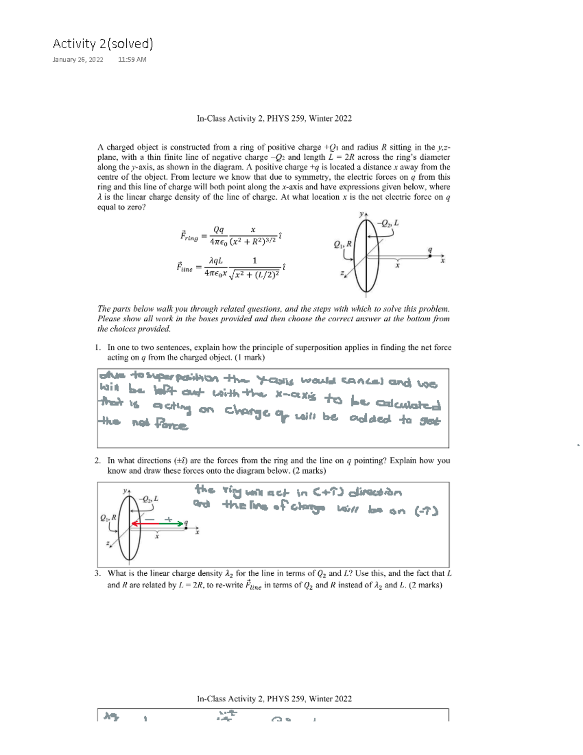 Activity 2 PHYS 259 W2022 - PHYS 259 - ĐƚŝǀŝƚLJ Ϯ;ƐŽůǀĞĚͿ :ĂŶƵĂƌLJ Ϯς͕ ...