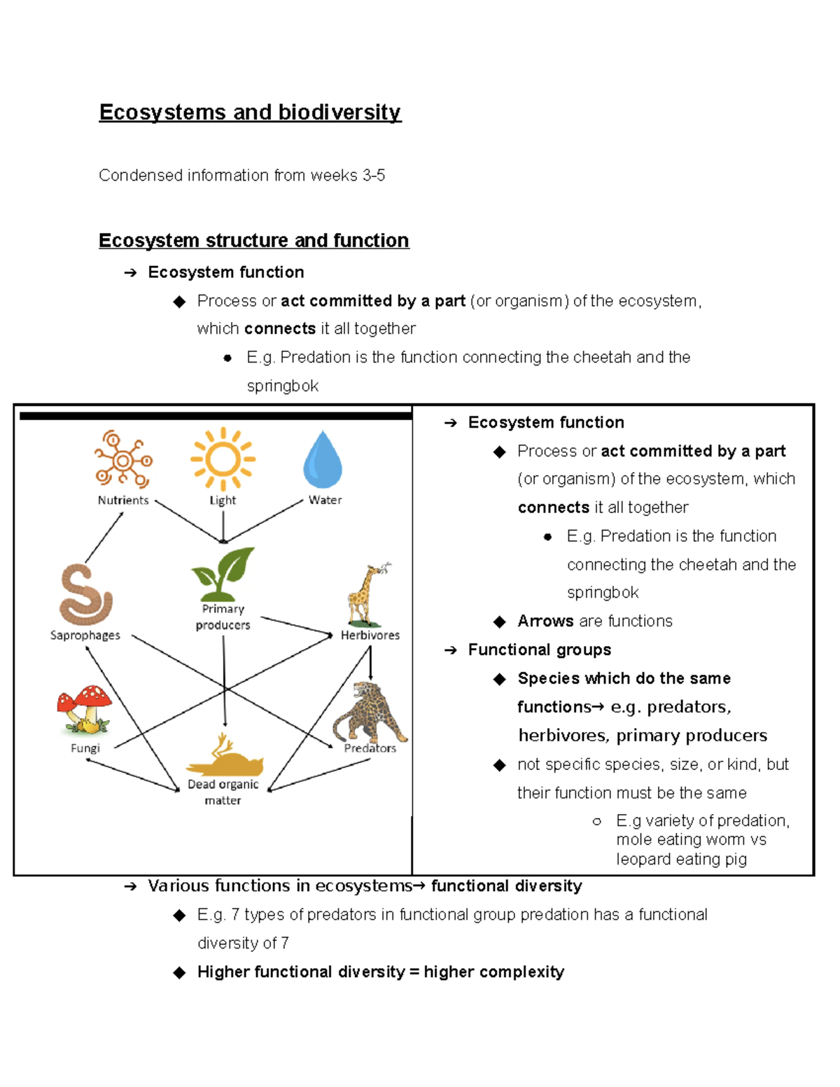 EE- Ecosystems and biodiversity - Ecosystems and biodiversity Condensed ...
