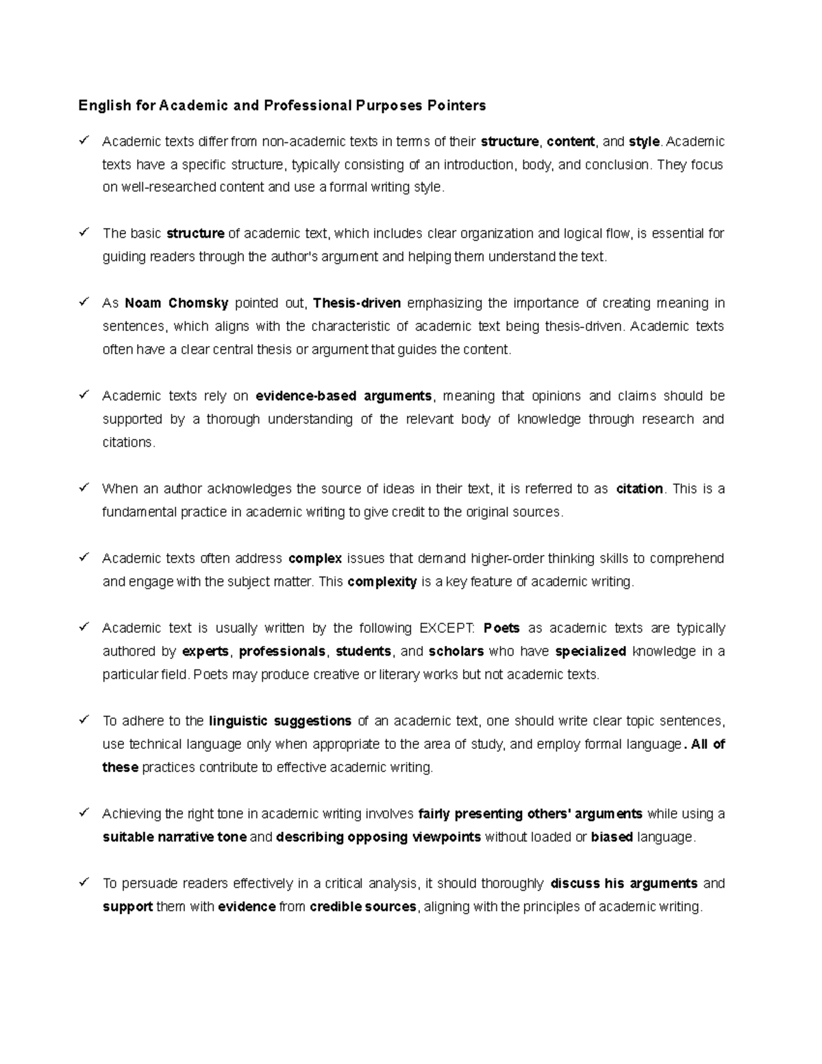 English for Academic and Professional Purposes Pointers - Academic ...