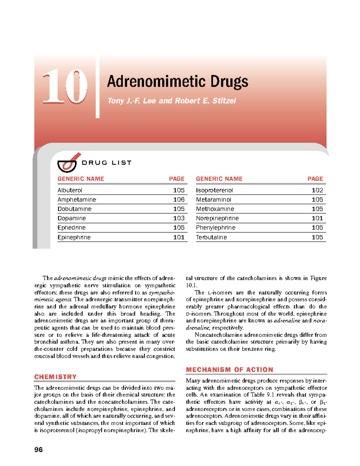 Ch10 - Pharmacology - 96 The adrenomimetic drugs mimic the effects of ...