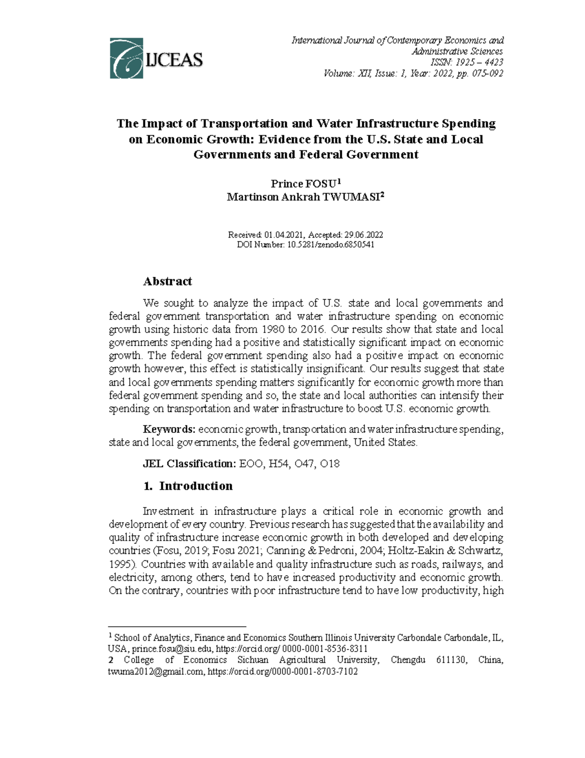 The Impact of Transportation and Water I - ECON 463 - Studocu