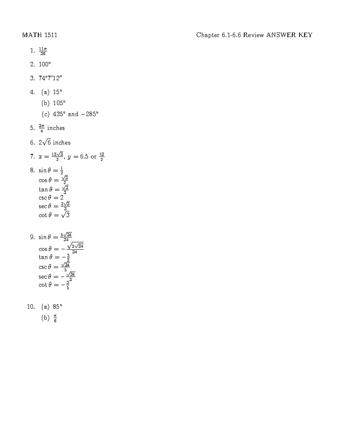 Chapter 6 Review Answerkey - MATH 1511 Chapter 6.1-6 Review ANSWER KEY ...