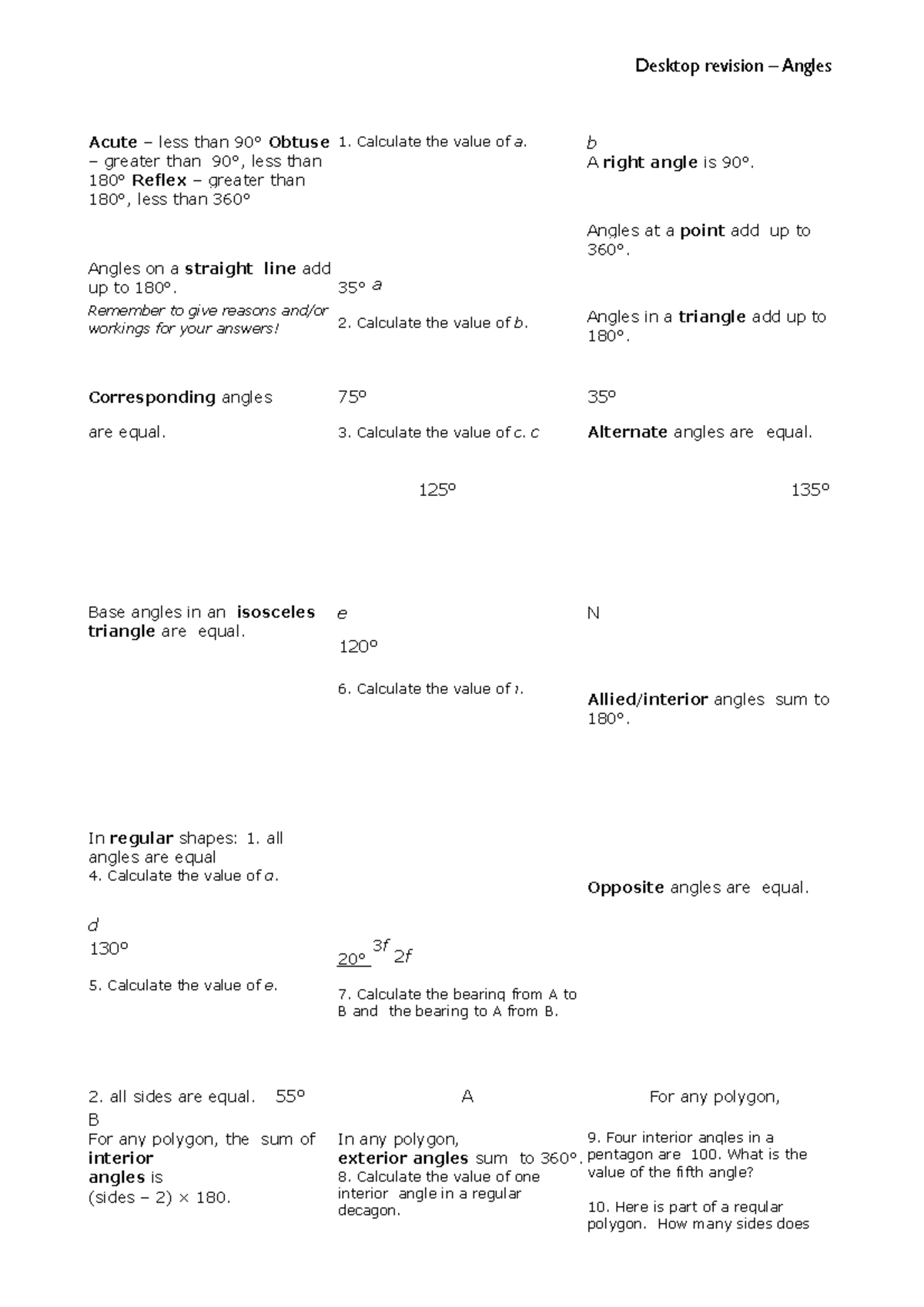 Angles Review - Some notes that i take - Desktop revision – Angles ...