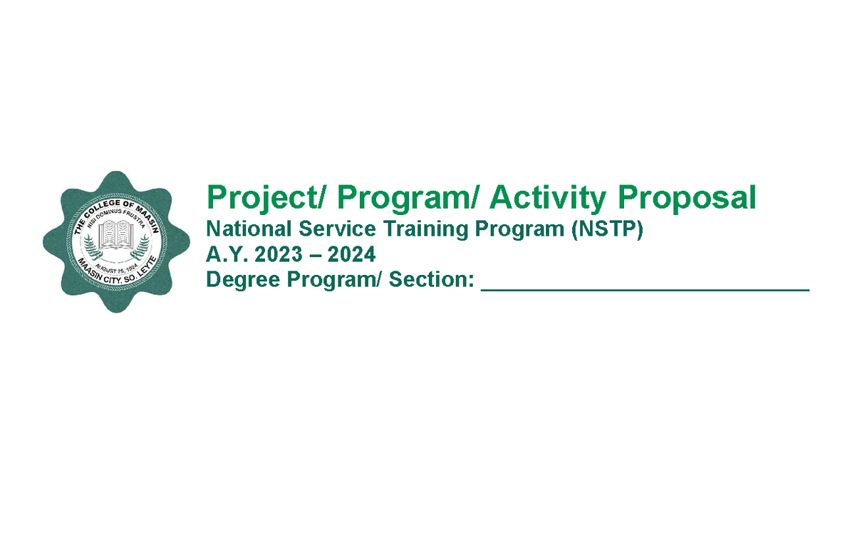 Nstp - NOTES - Project/ Program/ Activity Proposal National Service ...
