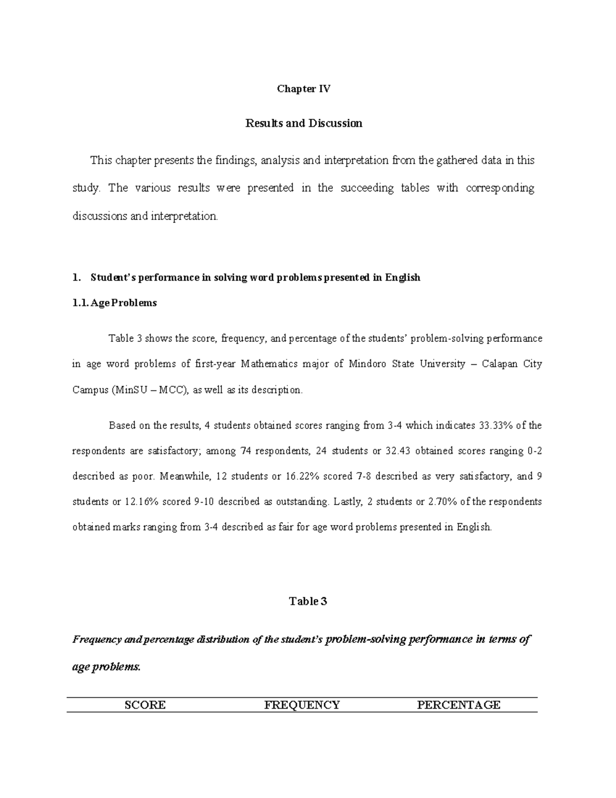 Tabel - Chapter IV Results and Discussion This chapter presents the ...