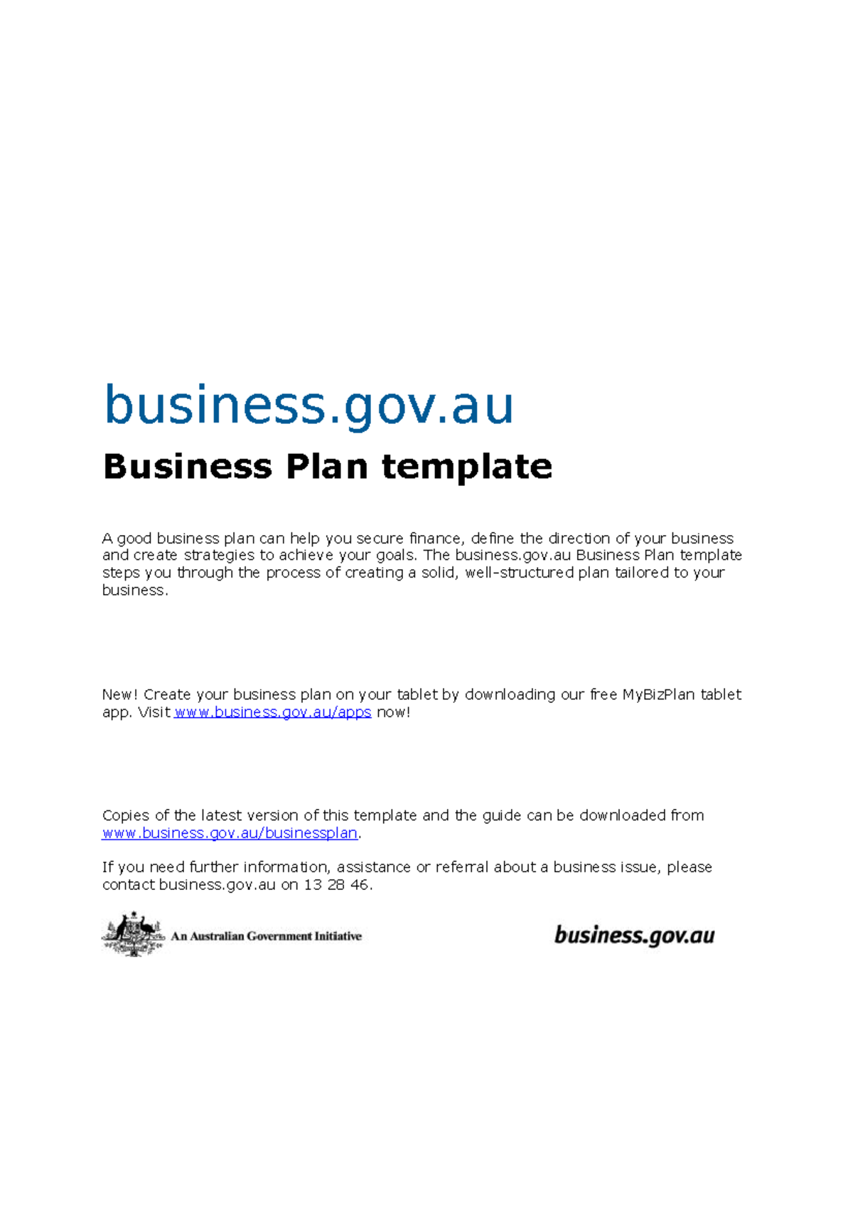 Bsbmgt 617 Appendix A Business Plan Template - business.gov Business ...